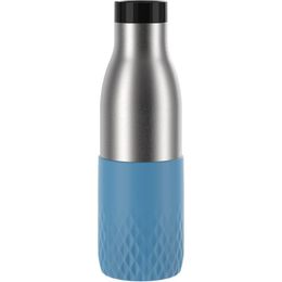 Emsa Trinkflasche &raquo;Bludrop Sleeve&laquo; Edelstahl/Silikon, Quick-Press, 12h warm/24h k&uuml;hl blau Edelstahl, Silikon 500ml