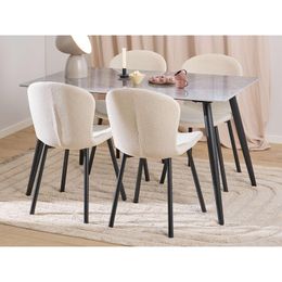 ACTONA GROUP Esszimmer-Set &raquo;Essgruppe, Speisetisch mit St&uuml;hlen&laquo; Komplett-Set, 1x Tisch + 4x St&uuml;hle, 5 Stk. tlg. grau Stahl B/H/T: 140cmcm x 75cmcm x 