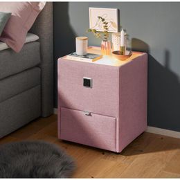 Jockenh&ouml;fer Nachtkonsole &raquo;Lancy&laquo; mit LED-Beleuchtung rosa Glas, Holzwerkstoff B/H/T: 42,5cm x 53cm x 45cm, 1 Stk.