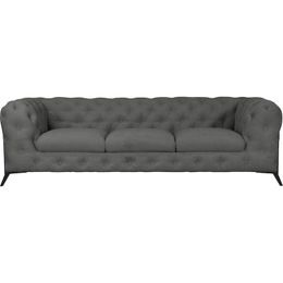 Home Affaire Chesterfield-Sofa &raquo;Amaury&laquo; aufw&auml;ndige Knopfheftung, moderne Chesterfield Optik, Fu&szlig;farbe w&auml;hlbar grau Struktur (100% Polyester9;Samtoptik