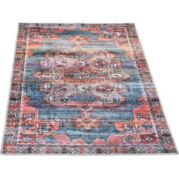 Gino Falcone Teppich &raquo;Adara GF 091&laquo; rechteckig 3 mm H&ouml;he Flachgewebe, Orient-Optik, Vintage Design, waschbar bunt Polyester B : 200cm 1 Stk., 3mm, L: 300cm