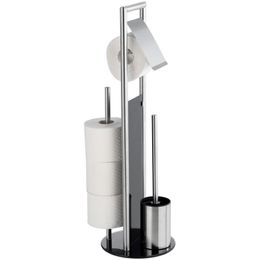 Wenko WC-Garnitur &raquo;Ravina&laquo; aus Edelstahl Sicherheitsglas Stand WC-Garnitur, Toilettenpapierhalter, Rollenhalter & WC-B&uuml;rste silber Edelstahl, 