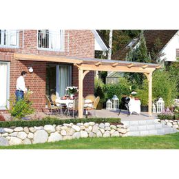 Skan Holz Terrassendach &raquo;Ravenna&laquo; 434 cm Breite, verschiedene Tiefen beige Polycarbonat (PC) B/H/T: 434cm x 284cm x 350cm, naturbelassen