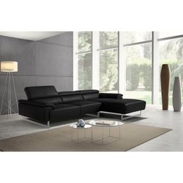 Egoitaliano Ecksofa &raquo;Malika, edel und bequem, Designsofa mit hochwertigen Bez&uuml;gen, L-Form&laquo; mit Recamiere, inkl. Kopfteilverstellung und chromfarbenen Metallf&uuml;&szlig;en 