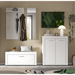 OTTO home Garderoben-Set &raquo;AOSTA, Breite 200cm, 4-teilige Garderobenkombination&laquo; Set, bestehend aus: Sitzbank, Paneel, Spiegel & Kommode, 4 Stk. tlg. 