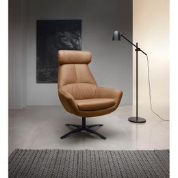 BETYPE Drehsessel &raquo;Be Organic High Back, Loungesessel, Hochlehnsessel&laquo; in elegantem Design mit Drehfunktion beige 100% Echtleder Semi-Anilin-Leder, 