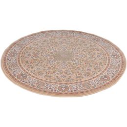 Theko Wollteppich &raquo;Dolna - 859&laquo; rund 10 mm H&ouml;he Kurzflor, reine Wolle, Orient-Optik beige Schurwolle B : 133cm &Oslash; 133cm 1 Stk., 10mm, L: 133cm &Oslash; 133cm