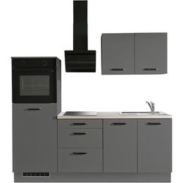 Wiho-K&uuml;chen wiho K&uuml;chen K&uuml;chenzeile &raquo;Compact&laquo; Breite 210cm, wahlweise mit Ger&auml;ten (mit K&uuml;hlschrank) grau B/H/T: 210cm, ohne E-Ger&auml;te