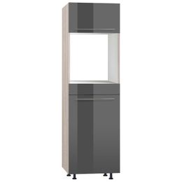 Optifit Backofenumbauschrank &raquo;Bern&laquo; 60 cm breit, 212 cm hoch, mit h&ouml;henverstellbaren Stellf&uuml;&szlig;en grau akaziefarben, B/H/T: 60cm x 211,8cm x 58,4cm, 