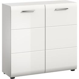 Home Affaire Kommode &raquo;FLORENZ, hochwertige MDF-Front,Rillenfr&auml;sung, 2 T&uuml;ren, 3 F&auml;cher&laquo; 1 Stk. tlg. Kommode, Anrichte, Wohnzimmerschrank wei&szlig; B/H/T: 