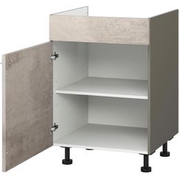 KOCHSTATION Kochfeldumbauschrank &raquo;KS-Trea KBL60&laquo; mit einem Einlegeboden, Breite 60 cm, H&ouml;he 75 cm grau anthrazit, B/H/T: 60cm x 75cm x 56cm, T&uuml;ren: 1 