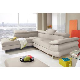 COTTA Ecksofa &raquo;Solution L-Form&laquo; mit Arm- & Kopfteilverstellung, wahlweise mit Schlaffunktion beige B/H/T: 279cm x 73cm x 228cm, Kunstleder SOFTLUX , 