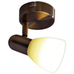 N&auml;ve n&auml;ve LED Deckenspot &raquo;Mestre&laquo; E14 1 Stk. Warmwei&szlig; 1er LED Wand-u. Deckenspot, E14, braun, Glasschirm wei&szlig; braun 1, &Oslash; 7,2cm H: 8cm, 1 Stk.