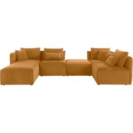 OTTO home Wohnlandschaft &raquo;N&ouml;re U-Form&laquo; 5 Teile, in vielen Bezugsqualit&auml;ten und Farben s. auch "N&ouml;re" gelb 92% Polyester, 8% Polyamid B/H/T: 340cm x 