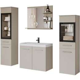 Welltime Badm&ouml;bel-Set &raquo;MADRIT&laquo; Komplett-Set, mit Waschbecken, 5 Stk. tlg. beige Holzwerkstoff B/H/T: 120cmcm x 131,5cmcm x 34,5cmcm
