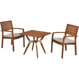 Merxx Balkonset &raquo;Batavia&laquo; Set, 5 tlg. inkl. 2 Stapelsessel, 2 Sitzkissen, 1 Bistrotisch braun FSC -zertifiziertes teilmassives Holz B/H/T: 59cm x 88cm