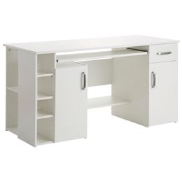 VOGL M&ouml;belfabrik Schreibtisch &raquo;Tim mit seitlich offenen F&auml;chern & Tastaturauszug,&laquo; Druckerablage, 1 Schublade, Breite 138 cm, Made in Germany wei&szlig; B/H