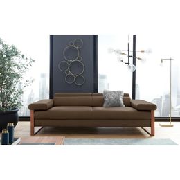 W.Schillig 2,5-Sitzer &raquo;finn&laquo; German Design Award 2016, Fu&szlig;gestell Nussbaum natur, Breite 230 cm braun Flachgewebe S22 (100% Polyester);Stoff S37 (100%