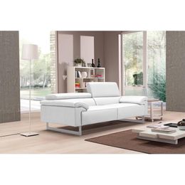 Egoitaliano 2,5-Sitzer &raquo;Malika, Designsofa mit hohem Sitzkomfort, edel und bequem&laquo; inkl. Kopfteilverstellung und chromfarbenen Metallf&uuml;&szlig;en wei&szlig; Leder &raquo;BULL&laquo; (