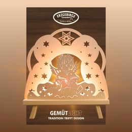 Weigla Lichterbogen &raquo;Engel in Wolke, Dekoleuchte aus Holz, NATUR, Made in Germany&laquo; 1 Stk. Erzgebirge garantiert, Weihnachtsdeko Innen, Weihnachtsbeleuchtung 