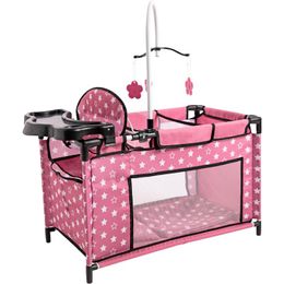 BAYER Puppenbett &raquo;Multibett&laquo; mit integriertem Hochstuhl, Wickelablage und Mobile rosa Einheitsgr&ouml;&szlig;e Puppenbett