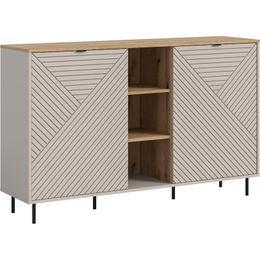 Home Affaire Sideboard &raquo;RAITA, Breite 154 cm, Front mit Desgin-Fr&auml;sung, 2 T&uuml;ren, viel Stauraum&laquo; moderne Farbkombi, individuell einsetzbar, Griffe & 