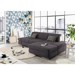 set one by Musterring Ecksofa &raquo;SO4100 V&laquo; mit verstellbaren Kopfteilen, wahlweise mit Funktionen, Cord-Bezug grau B/H/T: 284cm x 80cm x 190cm, Luxus-