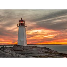 papermoon Fototapete &raquo;Lighthouse Peggy Cove Sunset&laquo; glatt bunt Vlies B/L: 1,5m x 1,11m, Bahnen: 7 Stk.