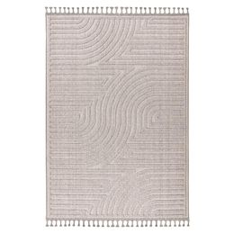 Kayoom Teppich &raquo;Reef 225&laquo; rechteckig 9 mm H&ouml;he Kurzflor, Struktur, mit Fransen, Wohnzimmer beige Polypropylen B : 160cm 1 Stk., 9mm, L: 230cm