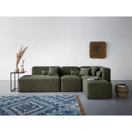 Home Affaire Ecksofa &raquo;Sundstrup L-Form&laquo; Modulserie, individuelle Zusammenstellung gr&uuml;n 100% Polyester B/H/T: 303cm x 76,5cm x 93cm, Samtoptik, 