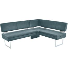 K+w Komfort & Wohnen K+W Komfort & Wohnen Eckbank langer Schenkel links oder rechts, mit dekorativen Distanzhalter blau B/H/T: 199cm x 89cm x 158cm, Leder Longlife BRONCO,