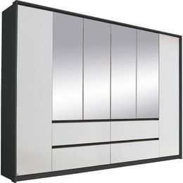 Rauch Dreht&uuml;renschrank &raquo;Mainz mit Spiegel und Passepartout&laquo; optional mit Beleuchtung, Au&szlig;ent&uuml;ren mit Push-to-Open Funktion grau Holzwerkstoff B/H/T: 