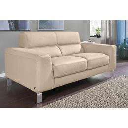 Calia italia 2,5-Sitzer &raquo;Simon, hoher Sitzkomfort, modern und elegant, italienisches Designsofa&laquo; in zwei Lederqualit&auml;ten beige Leder SORRENTO - 100% 