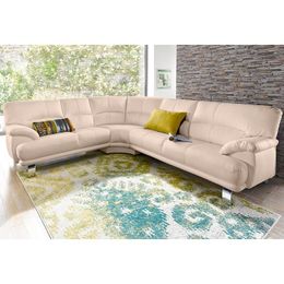 Trendmanufaktur Ecksofa &raquo;Cecilia in italienischem Design, modern und komfortabel, L-Form&laquo; bequeme Armlehnen, mit langem Schenkel beige NaturLEDER (