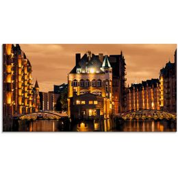 Artland Glasbild &raquo;Speicherstadt in Hamburg&laquo; Deutschland 1 Stk. tlg. in verschiedenen Gr&ouml;&szlig;en orange B/H/T: 100cm x 50cm, Glasbild Deutschland, 1 Stk.