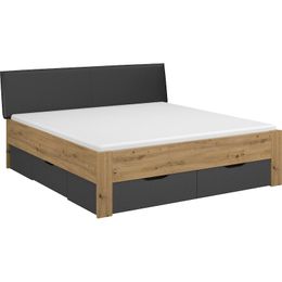 Rauch Stauraumbett &raquo;Birmingham&laquo; mit Polsterkopfteil in Lederoptik grau Liegefl&auml;che L&auml;nge B: 200cm x 180cm, H&ouml;he Bettseite: 49,9cm, ohne Matratze