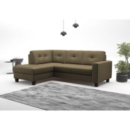 OTTO home Ecksofa &raquo;Varese&laquo; wahlweise mit Schlaffunktion und Bettkasten B/H/T: 226cm x 91cm x 170cm, NaturLEDER , Ottomane links,mit Bettfunktion,mit 