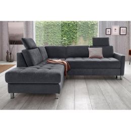 Sit & More sit&more Ecksofa &raquo;Pablo L-Form&laquo; wahlweise mit Schlaffunktion grau Struktur fein (100% Polyester);Struktur (100% Polyester) B/H/T: 233cm x 78cm x 196cm