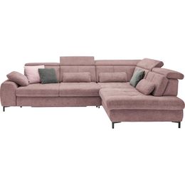 set one by Musterring Ecksofa Kaltschaumpolsterung, Flachgewebe, whlw. mit Funktionen, Sitzh&ouml;he 49 rosa 100% Polyester B/H/T: 317cm x 86cm x 220cm, 