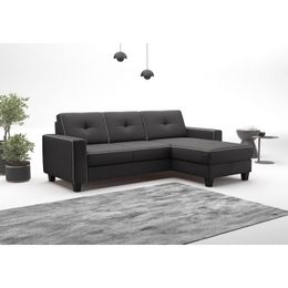 OTTO home Ecksofa &raquo;Varese&laquo; wahlweise mit Schlaffunktion und Bettkasten schwarz B/H/T: 239cm x 91cm x 164cm, NaturLEDER Stoff, Recamiere rechts, ohne 