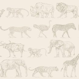 Art for the home Vliestapete &raquo;Safari&laquo; glatt Beige - 10mx53cm bunt Vlies B/L: 0,53m x 10m