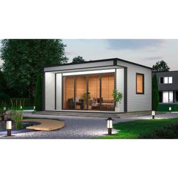 Weka Gartenhaus &raquo;Cubilis 4.0&laquo; grau Massivholz Fu&szlig;boden im Gartenhaus, ohne R&uuml;ck- und Seitenwand, Aluminium-Oberschicht