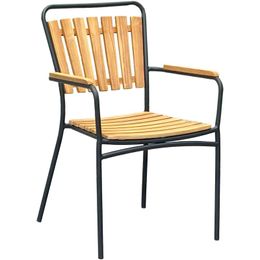 Garden Pleasure Stapelstuhl &raquo;COVINA&laquo; (Set) 4 Stk.bereits vormontiert braun Massivholz, Stahl B/H/T: 60cm x 86cm x 63cm, 4 Stk.
