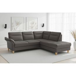 Sit & More sit&more Ecksofa &raquo;Pamela L-Form, Leder, B: 218 cm&laquo; optional Armteilverstellung, Schlaffunktion & Bettkasten grau B/H/T: 218cm x 90cm x 212cm, 