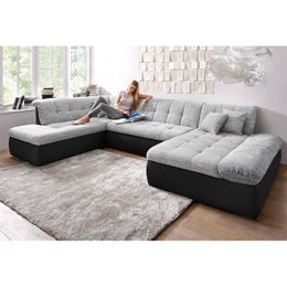 DOMO collection Wohnlandschaft &raquo;MORIC 353x216x80 cm, mit viel Platz, U-Form, auch in Cord&laquo; im XXL-Format, wahlweise mit Bettfunktion und 