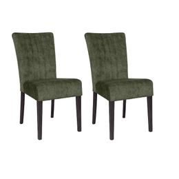 Home Affaire 4-Fu&szlig;stuhl (Set) 2 Stk.vertikale N&auml;hte in der R&uuml;ckenlehne grau Massivholz, Polyester B/H/T: 46cm x 93cm x 64cm, 2 Stk., Samtvelours, 