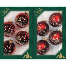 Weihnachtsbaumkugel &raquo;Heilige Nacht, Weihnachtsdeko rot, Christbaumschmuck&laquo; hochwertige Christbaumkugeln aus Glas, mundgeblasen rot Glas 7cm