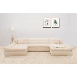 DOMO collection Wohnlandschaft &raquo;MORIC wahlweise mit Bettfunktion und Armteilverstellung, XXL&laquo; U-Form, beidseitig mit Recamiere, incl. Zierkissen, Cord