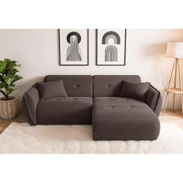Home Affaire Ecksofa &raquo;MIRELDA L-Form mit Steppungen, Recamiere rechts/links, Breite 253 cm&laquo; Sitztiefe 62 cm, elegant und bequem, 2 Zierkissen, 