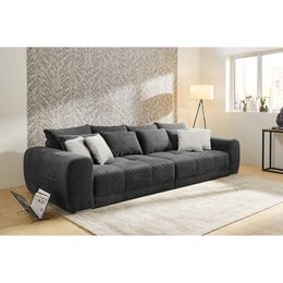 Jockenh&ouml;fer Big-Sofa &raquo;Moldau&laquo; Mega-Sofa, mit 4 Zierkissen & Federkern grau Cord: 100% Polyester B/H/T: 306cm x 83cm x 134cm, Cord